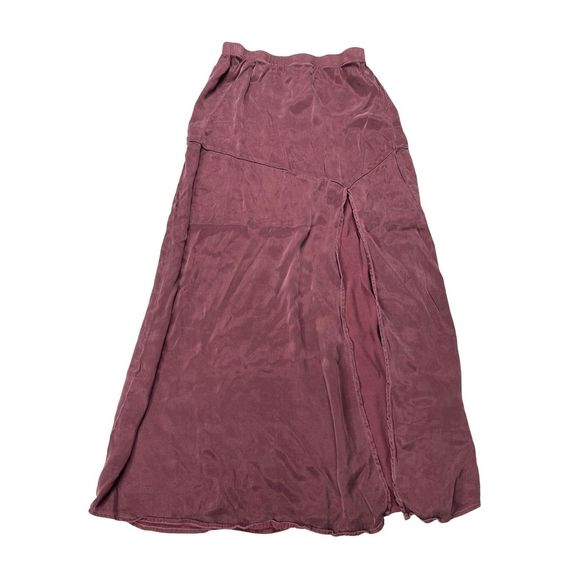 Bella Dahl | Skirts | Bella Dahl Red Satin Side Slit Bias Maxi Skirt ...